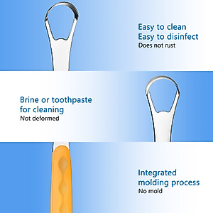 4 Pcs Tongue Scraper Cleaner Adults and Kids Stainless Steel Tongue Brush Metal Tongue Scraper Reduce Bad Breath with Travel Cases for Men Women Oral Mouth, Orange, Black, Green and Blue
