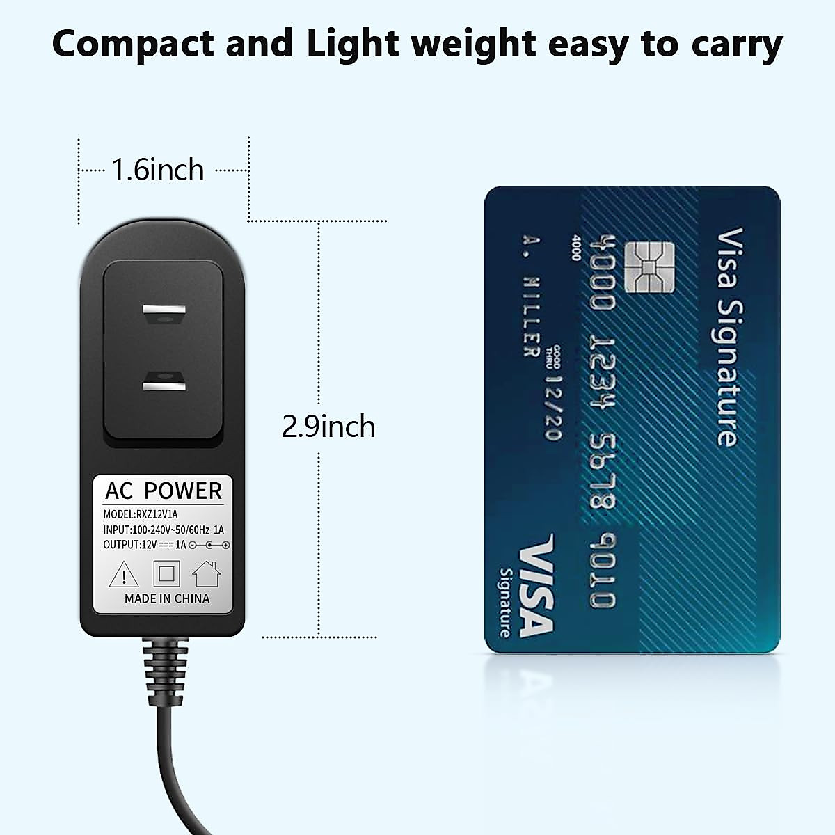 OOSSXX 12V1A 100V-240V US AC to DC Power Supply Adapter for CCTV Home Security Camera System 10 Feet Cord Power Supply for Surveillance Camera