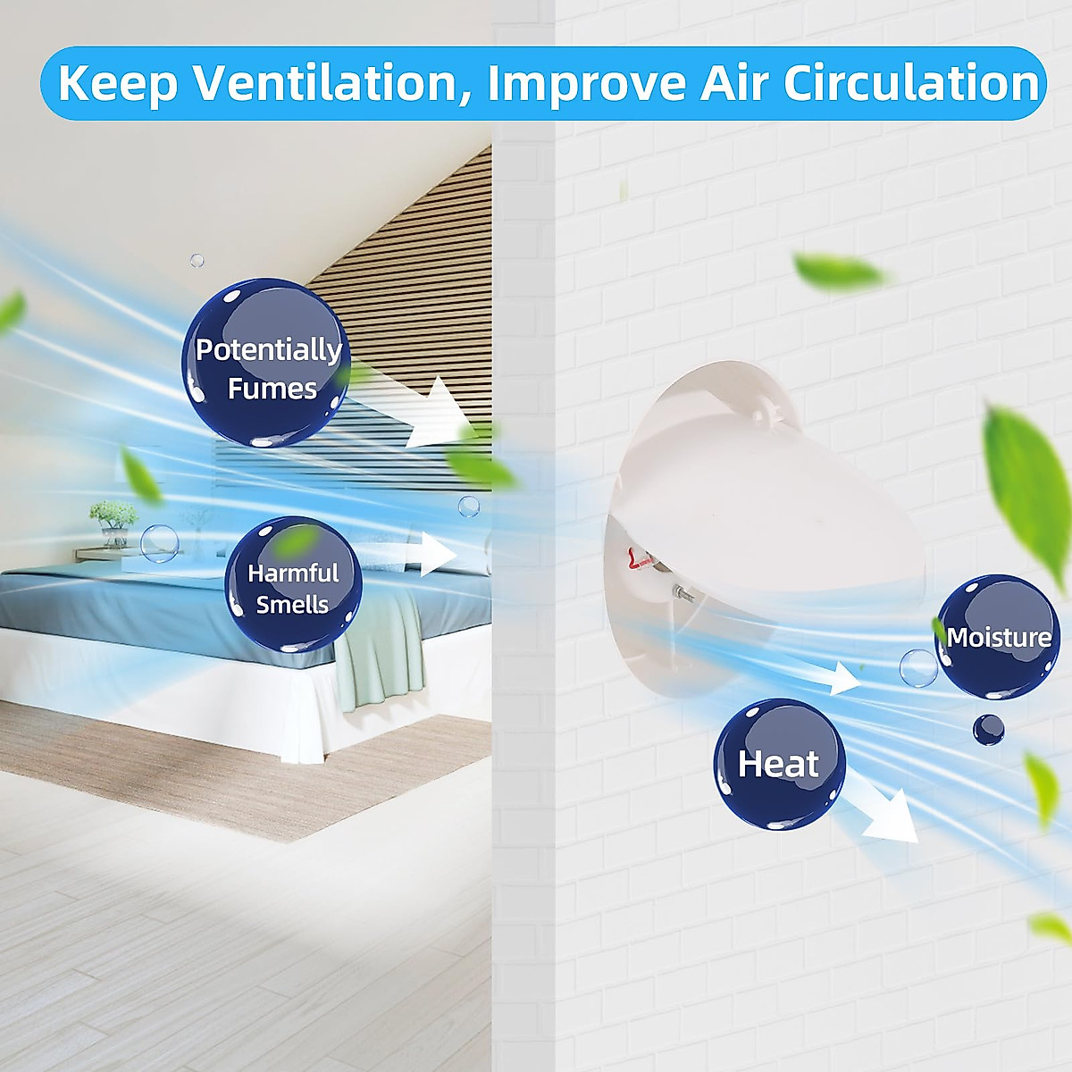 Solar Powered Fan,IUZEAI 20W Solar Panel with Bracket 8" Solar Fan with Longer 16.4ft Wire Waterproof Strong Airflow with Assembly Accessories Solar Fans for Outside,Warehouse, Shed, Kitchen, Attic