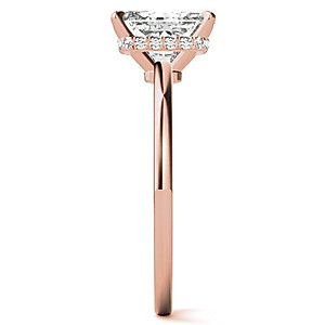 10K Solid Rose Gold Handmade Engagement Ring 3 CT Radiant Cut Moissanite Diamond Solitaire Wedding/Bridal Ring Set for Women/Her Propose Ring (7.5)