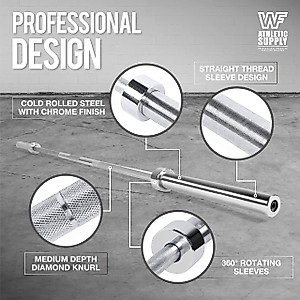 WF Athletic Supply 290lb & 300lb & 555lb Traditional/Classic Olympic Weight Plates Set with 7 ft. Olympic Barbell, Great for Strength Training, Weightlifting, Bodybuilding & Powerlifting