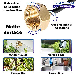 Hourleey 50 Ft Mister System, Outdoor Misting Cooling System with 50 Feet Misting Tube, 20 Brass Mist Nozzles and 3/4" Brass Adapter for Garden Patio Greenhouse and Trampoline