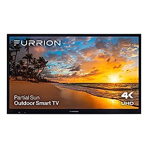 Aurora 43-Inch Partial-Sun 4K LED Outdoor Smart TV - Weatherproof HDR10 LED Outdoor Television with Anti-Glare, 750-Nit LED Screen, Tempered Glass, External Antennas for Partially Sunny Outdoor Areas