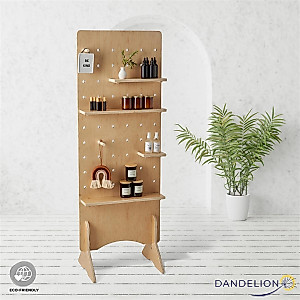 Displays2go Dandelion Pegboard Customizable Shelf Fixture, Collapsible Design, Eco-Friendly Plywood Material - Natural (DBMPBLG)