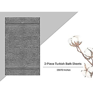 Towel Bazaar Premium Turkish Cotton Super Soft and Absorbent Towels (2-Piece Bath Sheet Towel, Gray)