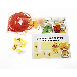 Tospania DIY Protector Data Cable USB Charger Line Earphone Wire Saver Organizer Compatible with iPhone 5S SE 6 6S 7 8 Plus X XS XR 12 iPad iPod iWatch (Yellow Winnie)