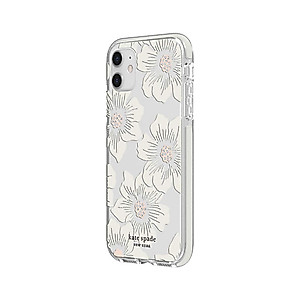 Kate Spade Hardshell Case for iPhone 11 - Hollyhock Floral Clear/Cream with Stones