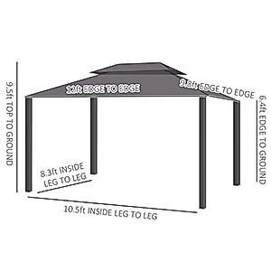 ZZBJ 12'x10' Outdoor Hardtop Gazebo with Aluminum Frame, Gazebo Canopy with Curtains Netting for Gardens, Patios, Backyards