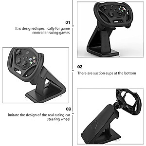 OSALADI Game Racing Wheel Simulator Handle Portable Racing Steering Wheel Stand with 4 Suction Cups Plastic Steering Wheel Compatible with Xbox Series, PC Gaming, Black