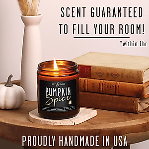 Pumpkin Spice Candle, Fall Candles - 'Pumpkin Spice' Pumpkin Candle, Autumn Scented Soy Candles for Home, Fall Scented Candles for Home, Fall Home Décor, 9oz Reusable Jar, 50Hr Burn, Made in USA