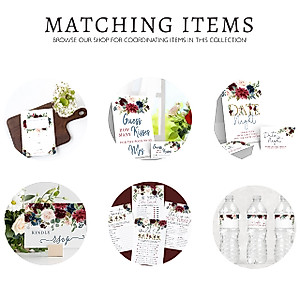 Your Main Event Prints Burgundy and Navy Floral Date Night Game Sign and Cards - Great for Bridal Showers and Weddings - 1 Self-Standing Sign and 50 Guessing Cards