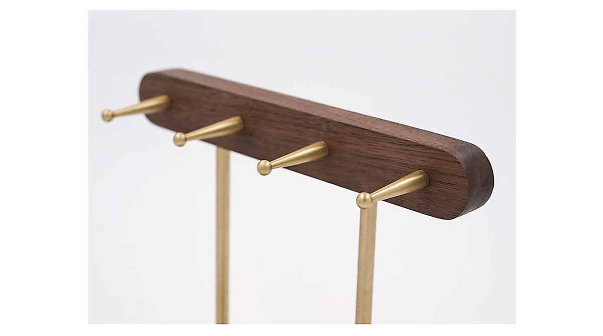 Nbcymg Modern Walnut & Brass Key Rack - Elegant Tabletop Organizer