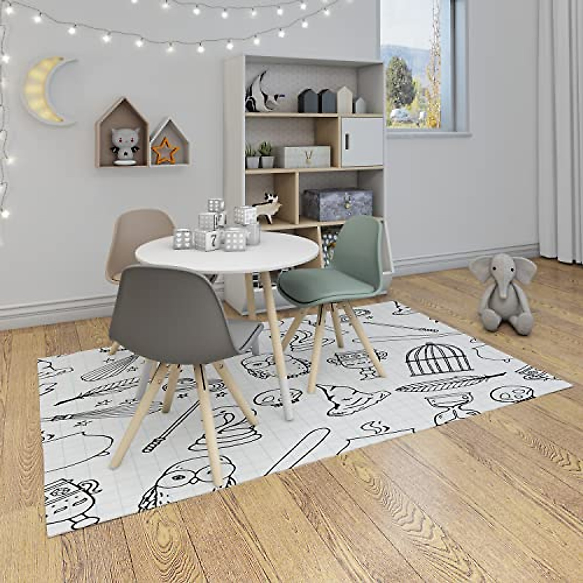 LOKMU Non-Slip Area Rugs Potter Different Witch Harry Pattern Birdcage Magic Wand Home Decor Rugs Carpet for Classroom Living Room Bedroom Dining Kindergarten Room 5'x7'
