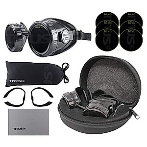 TITUS Cup Type C Frame Industrial Quality Welding Goggles UV IR Green 5,7,8,9,10,11,12,13, or 14 Filter With Case & Pads