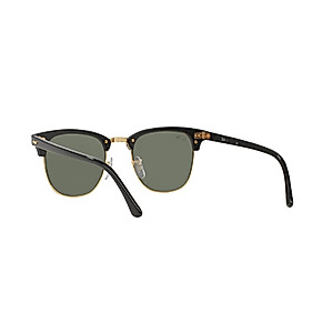 Ray-Ban RB3016 Clubmaster Sunglasses (51 mm, Solid Black G15 Lens Non-Polarized Lens)