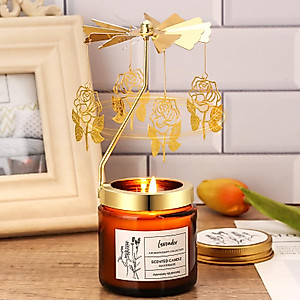 Rose Gifts for Women, Rotatable Lavender Scented Candle Gifts for Mom Wife Anniversary Valentine's Day Christmas, Unique Birthday Gift for Sister Girlfriend with Gift Box