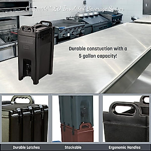 CFS Cateraide Insulated Beverage Server with Spigot for Dispensing Hot and Cold Drink Beverages, Plastic, 5 Gallons, Black