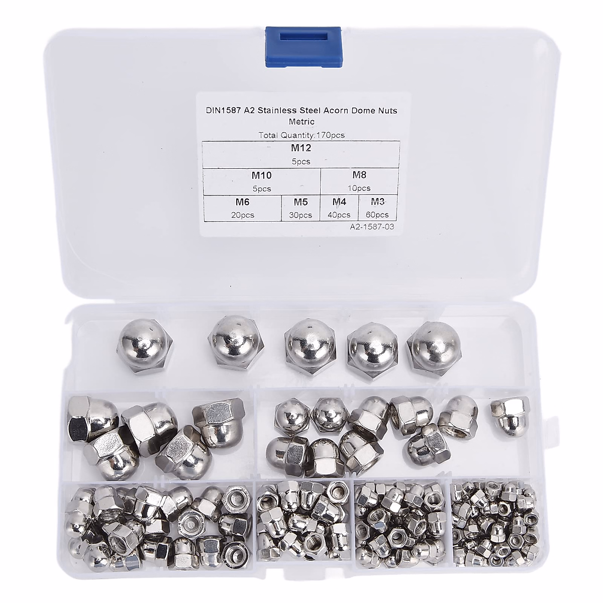 Acorn Cap Nuts, 304 Stainless Steel Acorn Hex Cap Nuts Locknuts for Industrial Machinery