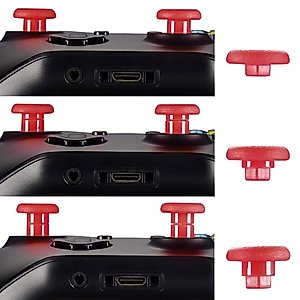 eXtremeRate Red Plastic Bottom Removable Thumbstick Joystick for PS5 for PS4 All Model Controller, Replacement Parts Adjustable Height Analog Thumb Stick for Xbox One S X Elite Controller