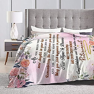 JOPJOLIW Retirement Gifts for Women, Happy Retirement Throw Blanket 60" x 50", Retirement Gifts for Retired Coworker Teacher Nurse Suitable for All Season