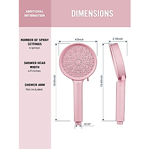 Cobbe Filtered Shower Head with Handheld, High Pressure 6 Spray Mode Showerhead with Filters, Water Softener Filters Beads for Hard Water - Remove Chlorine - Reduces Dry Itchy Skin, Pink