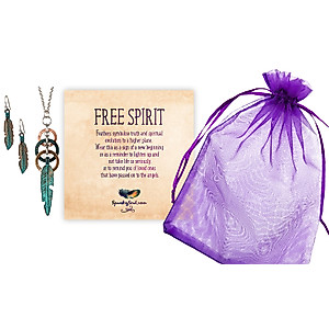 SPUNKYsoul Feather Circle Long Necklace for Women Collection (3 Toned Patina Copper)