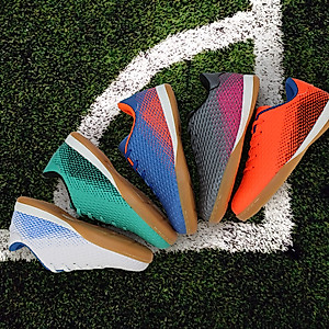 Hawkwell Unisex-Child Athletic Lace Up Boys Girls Indoor Trainer Soccer Shoe (Toddler/Little Kid/Big Kid), Green PU, 2 M US