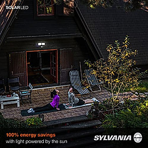 Sylvania Solar Security Wall Mount Light with PIR Sensor, Dual Head LED with Battery, 1000 lm, 5000K, Daylight, White Finish - 1 Pack (62410)