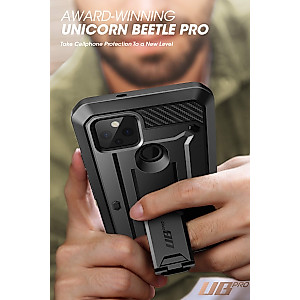 SupCase Unicorn Beetle Pro Series Case for Google Pixel 5 (2020 Release), Full-Body Rugged Holster Case with Built-in Screen Protector (Black)