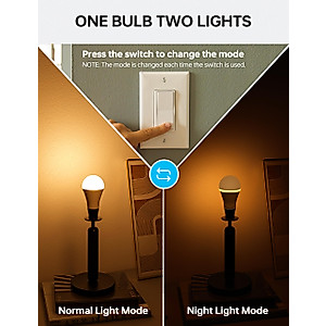 KINDEEP Sleep Light Bulb, 0.5W Amber Light Bulbs, 20lm 2000K, 2 Modes Bulb, 9W Equivalent 60W, 800lm, 2700K, E26 Blue Light Blocking Dim Lightbulbs for Lamp, Bderoom, Mood Soothing, Nursery, 4 Pack