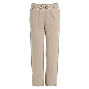 Nautica boys School Uniform Sensory-friendly French Terry Pants, Khaki, 10 12 US
