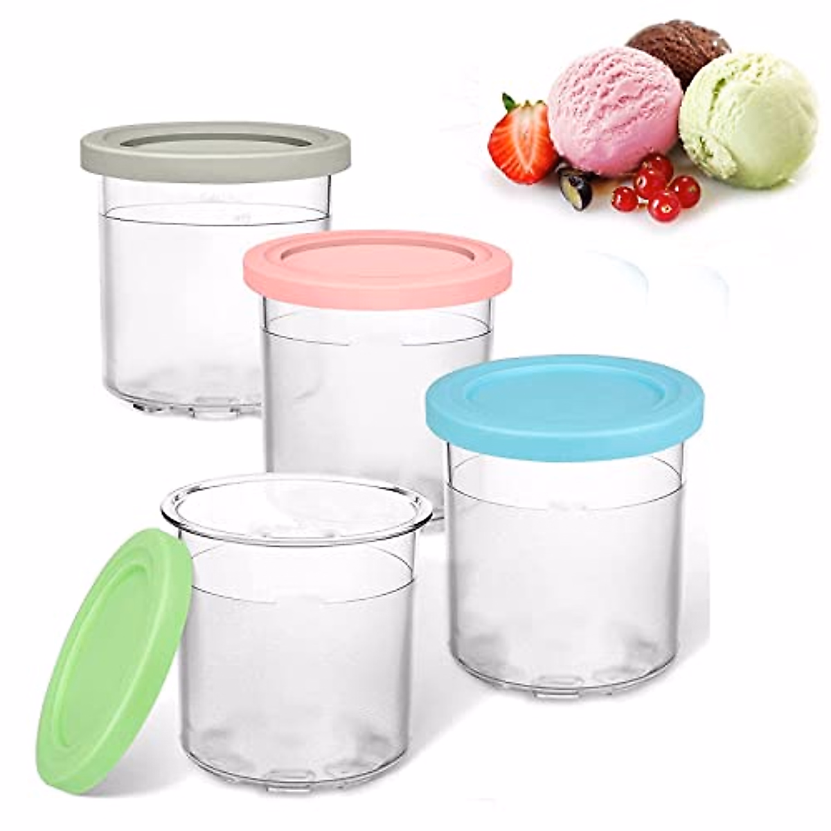 Creami Pint Containers, for Ninja Creami Pints, Creami Deluxe Pints Bpa-Free,Dishwasher Safe for NC301 NC300 NC299AM Series Ice Cream Maker