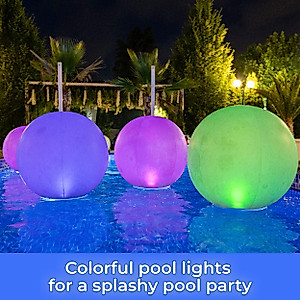 TIALLY Floating Pool Lights Solar Powered - 16" Full Moon Inflatable Led Lights for Pool, Floating Pool Light Ball for Swimming Pools, Ponds, Patio, Wedding, Pool Party Decor- 2 Pack