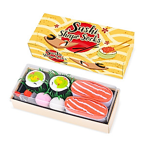 Funny Sushi Socks for Men Women Teen Boys - Funny Gifts Novelty Sushi Japanese Gifts Food Fun Funky Cool Crazy Silly Socks-Valentines Day Birthday Gifts Ideas Christmas Stocking Stuffers(L,2 pairs)