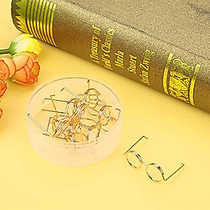 Paper Clip, 10Pcs Metal Rose Golden Small Eyeglass Shape Bookmark for Fixing Card Book File for Office Home School Supplies