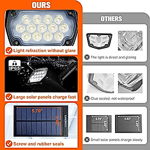 CONERIFE Solar Spot Lights Outdoor, 6 Pack Solar Outdoor Lights Waterproof, IP65 Wireless Wall Lights, Dark Sensing On/Off for Garden Driveway Walkway