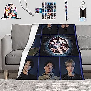 BT Throw Blankets Gift Set Merch Keychain Bag Lanyard Bracelets Posters Living Room Luxury Gift Bedroom 40 x 60 inch Blanket Merchandise