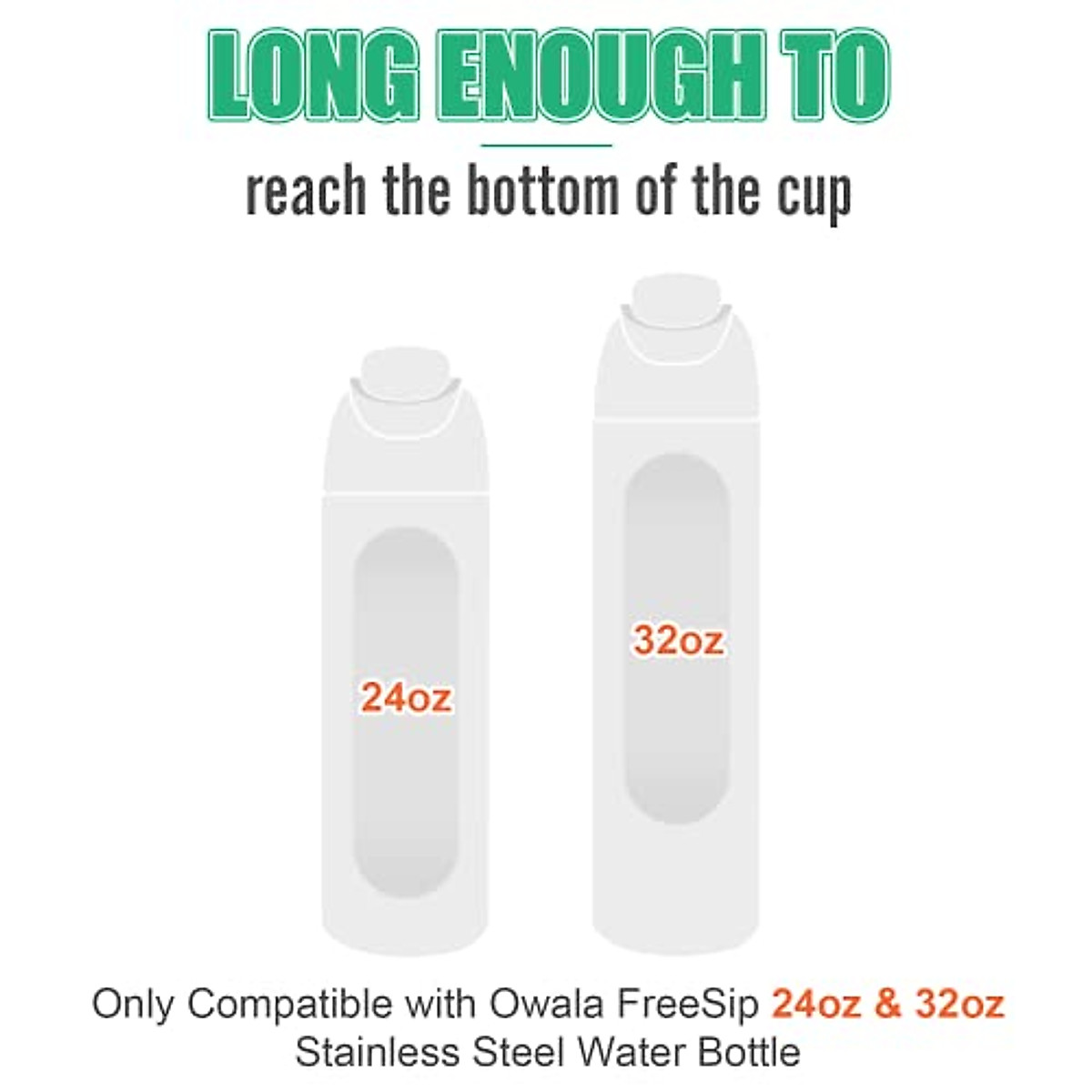 MLKSI 8pcs Replacement Straws for Owala FreeSip 24oz & 32oz, Reusable Plastic Straws with Cleaning Brush for Owala Flip Insulated Stainless Steel Water Bottle 24 oz