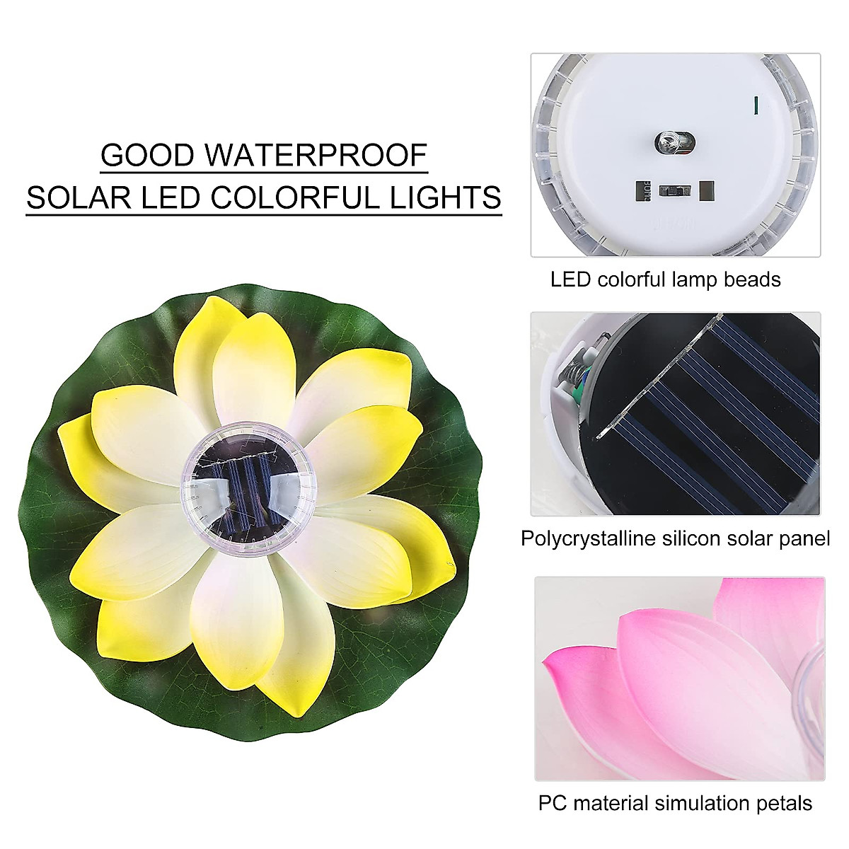 ComeHome Floating Solar Pond Light Lotus Floating Lights Lotus Solar Light, Solar Floating Pool Lights Lotus Flower Decor Solar Lights for Pond