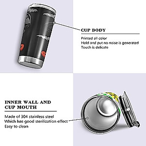Jihqo Dark Halloween Skull Tumbler with Lid and Straw, Insulated Stainless Steel Tumbler Cup, Double Walled Travel Coffee Mug Thermal Vacuum Cups for Hot & Cold Drinks 12oz