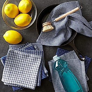 DII Ultra Absorbent, Everyday Cotton Kitchen Towels, Dishcloth Set, Assorted Blue, 5 Piece