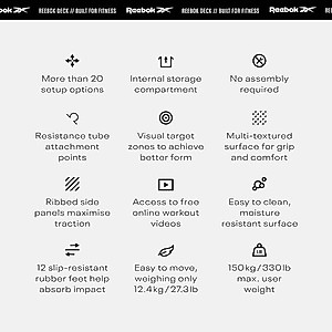 Reebok Deck Multipurpose Adjustable Bench Aerobic Strength Training Incline and Decline, Blue