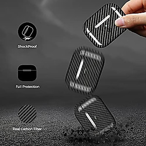 MONOCARBON Carbon Fiber Case-for-AirPods-Pro-2nd, Generation 2022 Slim Durable Cover-for-AirPods-Pro-2 Accessories,Support Wireless Charging,Shock,with Stripes Lanyard.(Glossy Black)