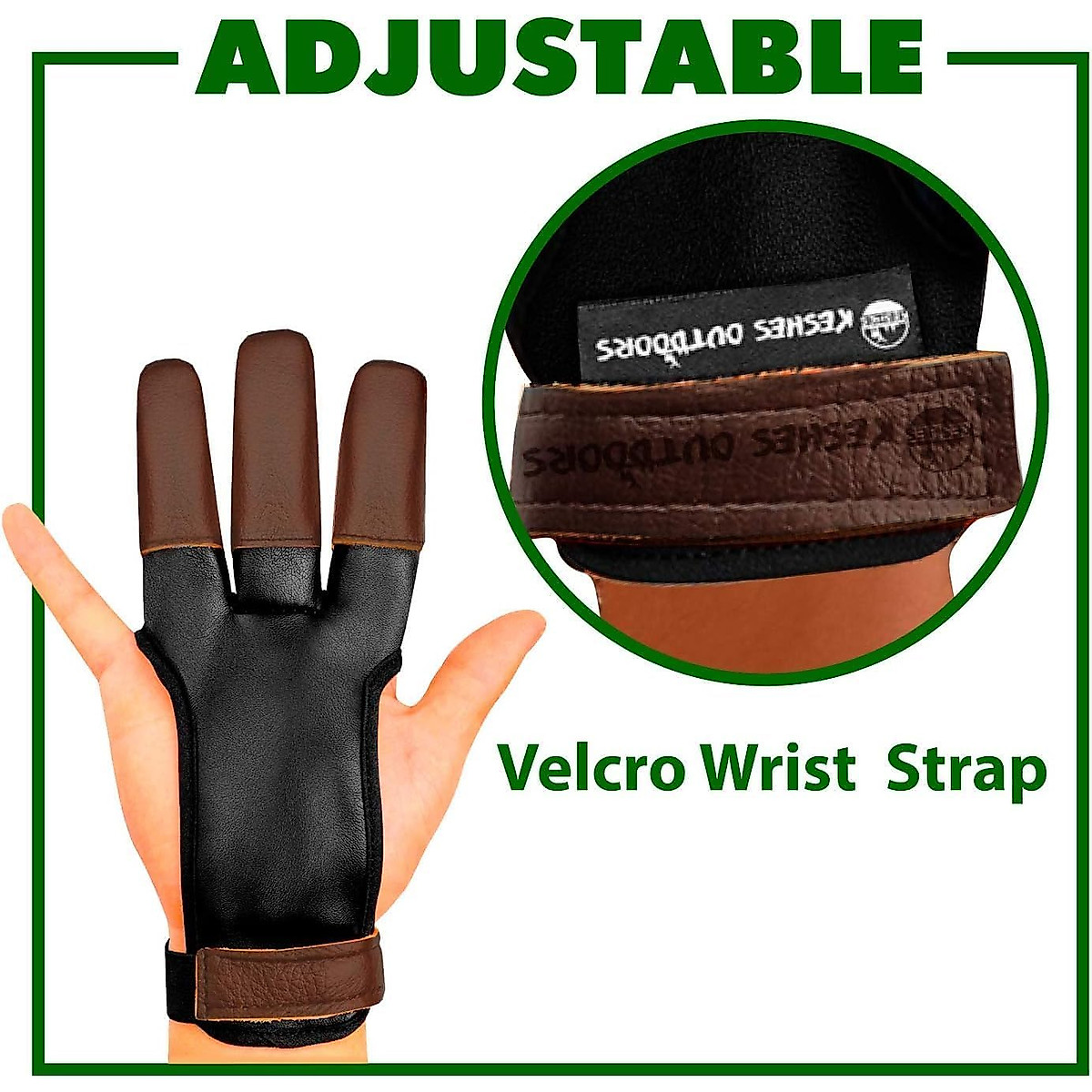 KESHES Archery Glove Finger Tab Accessories - Leather Gloves for Recurve & Compound Bow - Three Finger Guard for Men Women & Youth