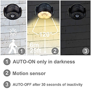 HONWELL Battery Operated Motion Sensor Light Outdoor Wireless Spotlight Waterproof Motion Detector Security Flood Light, Light Sensor Auto On Off for Outside Stair Shower Wall Corner Shed-1Piece