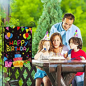 X1zuue Happy Birthday Garden Flag Burlap Yard Signs Vertical Double Sided Readable Birthday Cake Banner House Flags Poster Party Decorations Supplies for Indoor Outdoor Lawn 12.4 x 18.2 Inch