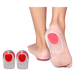 2 Pack - KidSole Shock Absorbing Lightweight Gel Heel Cups for Kid's with Sensitive Heels, Heel Spurs, Plantar Fasciitis, or Ankle Pain (Pink) (Red) (Pink Kids Size 2-6) (Pink Kids Size 2-6)