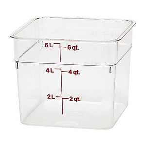 Camsquare Food Container, 6 Qt, 8-3/8'' X 8-3/8'' X 7-1/4'', Clear, Orange Graduation, (6 Pieces/Unit)