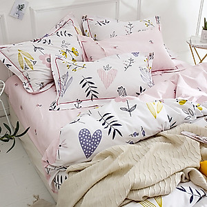 HIGHBUY Soft Cotton Fitted Sheet Twin for Kids Bed Pink Floral Bedding Sheet 1 Piece Deep Pocket,Breathable Cotton,Wrinkle Free,15" Deep Pocket Cooling Bed Sheet (Twin Sheet,Floral)