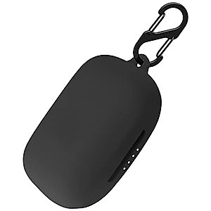 Geiomoo Silicone Case Compatible with Skullcandy Push Active, Protective Cover with Carabiner (Black)